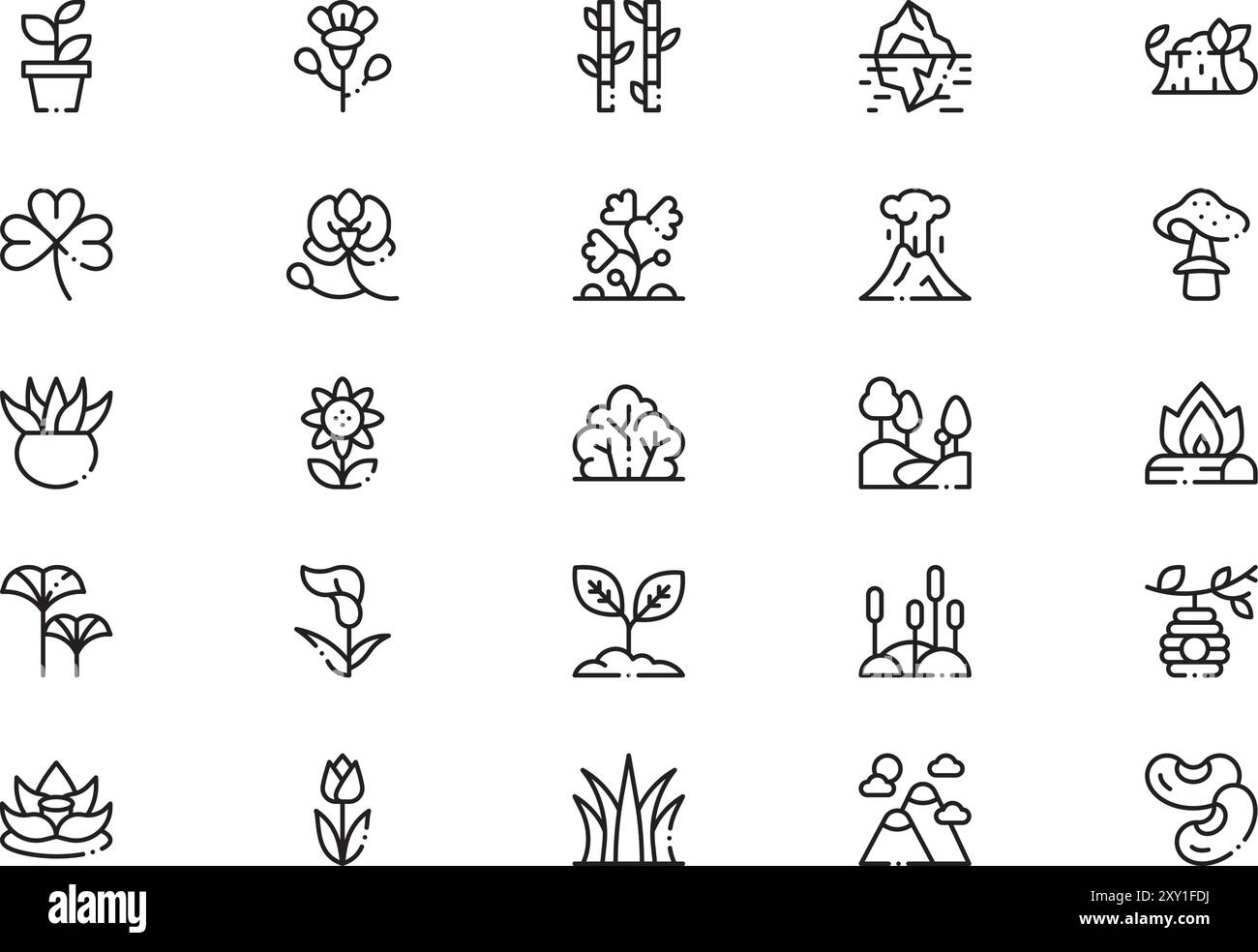 Nature flowers icons collection is a vector illustration with editable ...