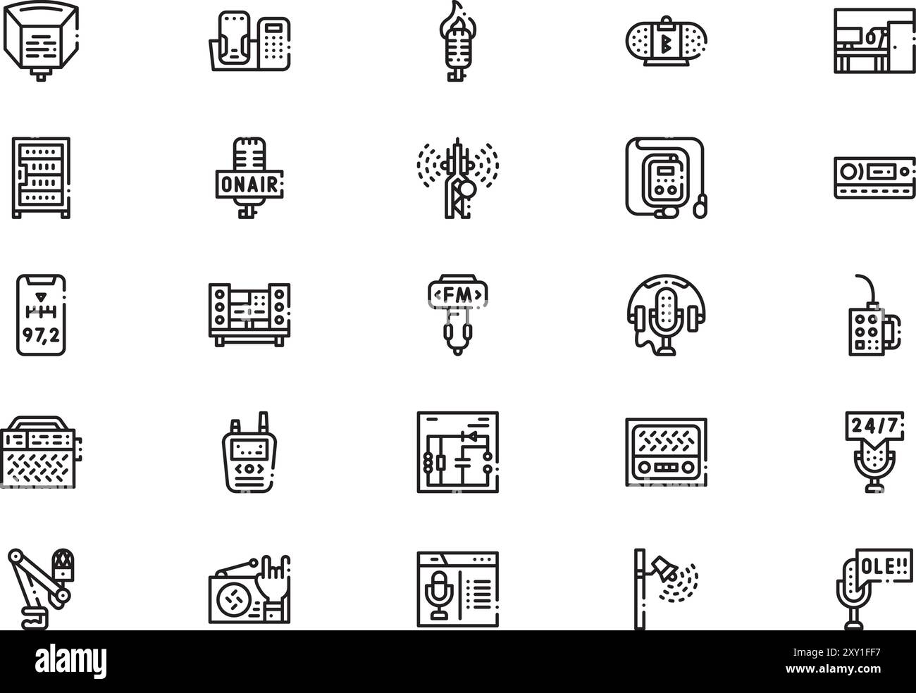 Radio icons collection is a vector illustration with editable stroke ...
