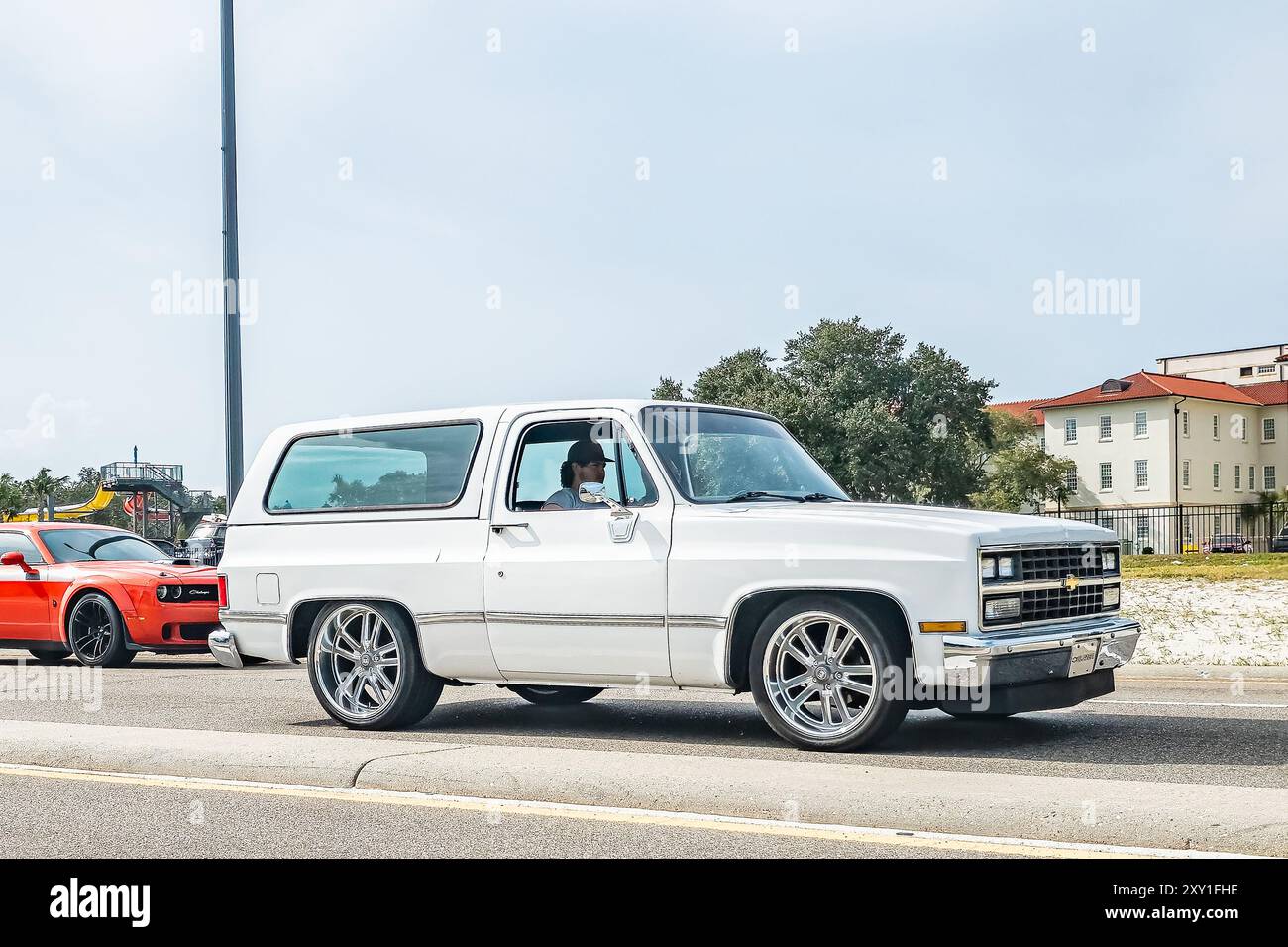 Gulfport, MS - October 05, 2023: Wide angle front corner view of a 1990 ...