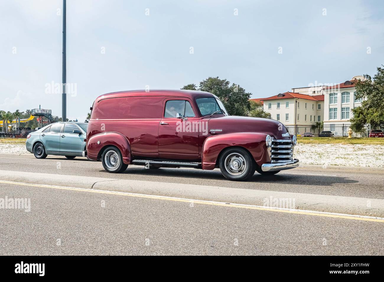 Gulfport, MS - October 05, 2023: Wide angle side view of a Customized ...