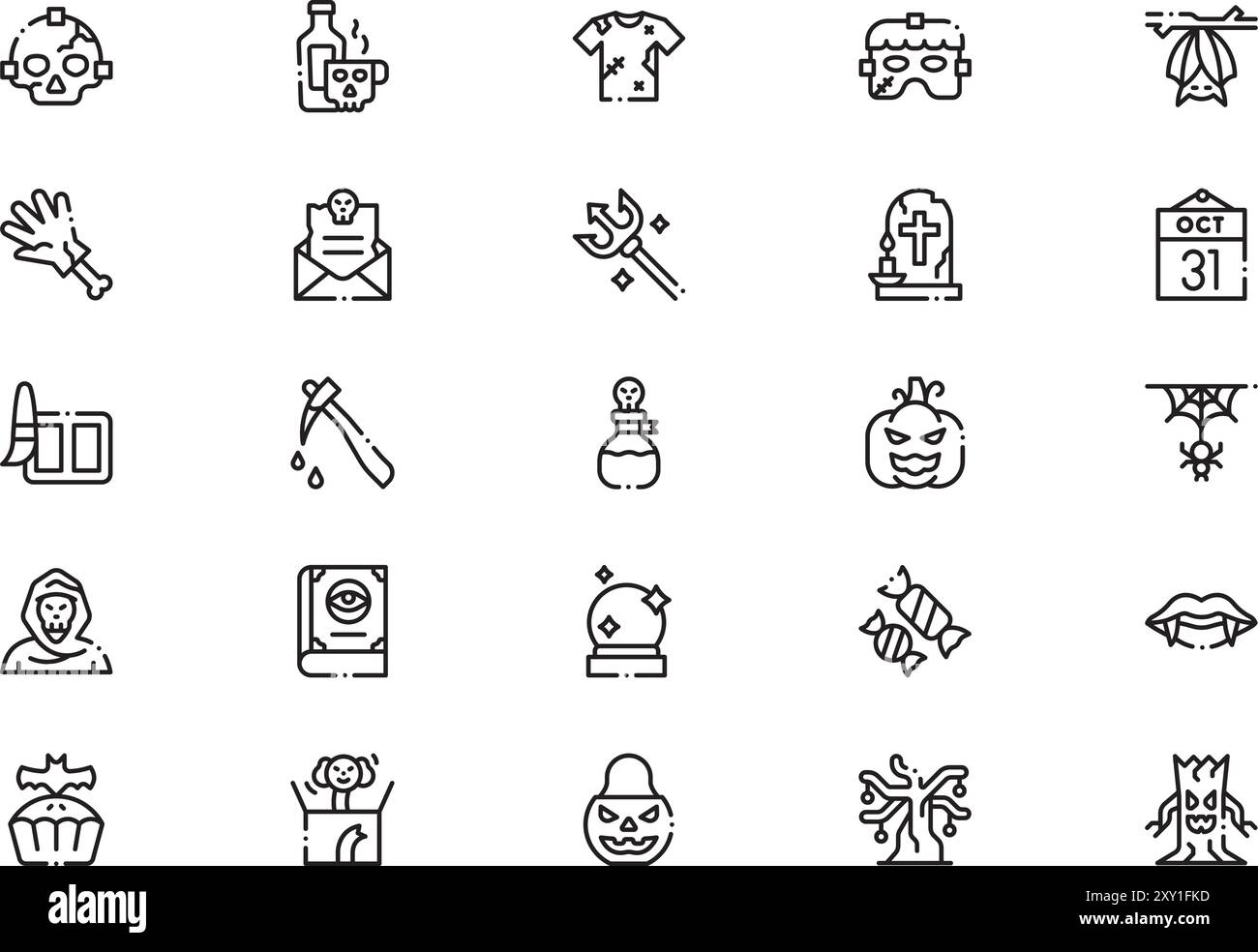 Halloween party icons collection is a vector illustration with editable stroke Stock Vector ...