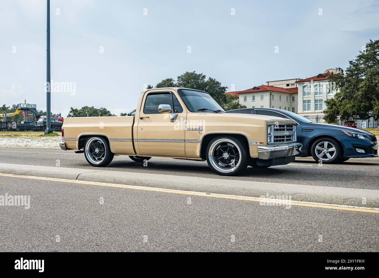 Gulfport, MS - October 05, 2023: Wide angle side view of a 1987 ...