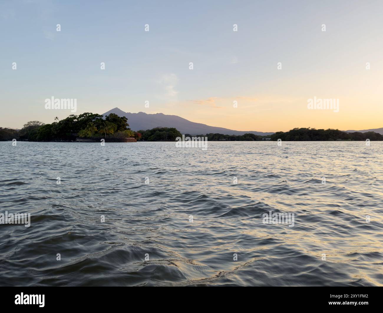 Mombacho volcano with islands on sunset time in Nicaragua Stock Photo ...