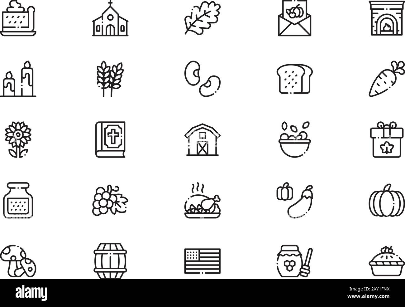 Thanks giving icons collection is a vector illustration with editable ...