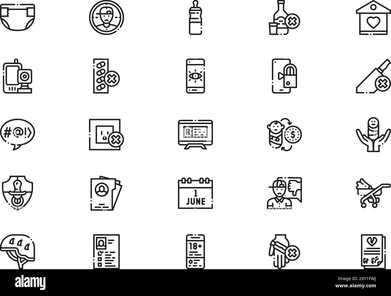 Children protection icons collection is a vector illustration with ...
