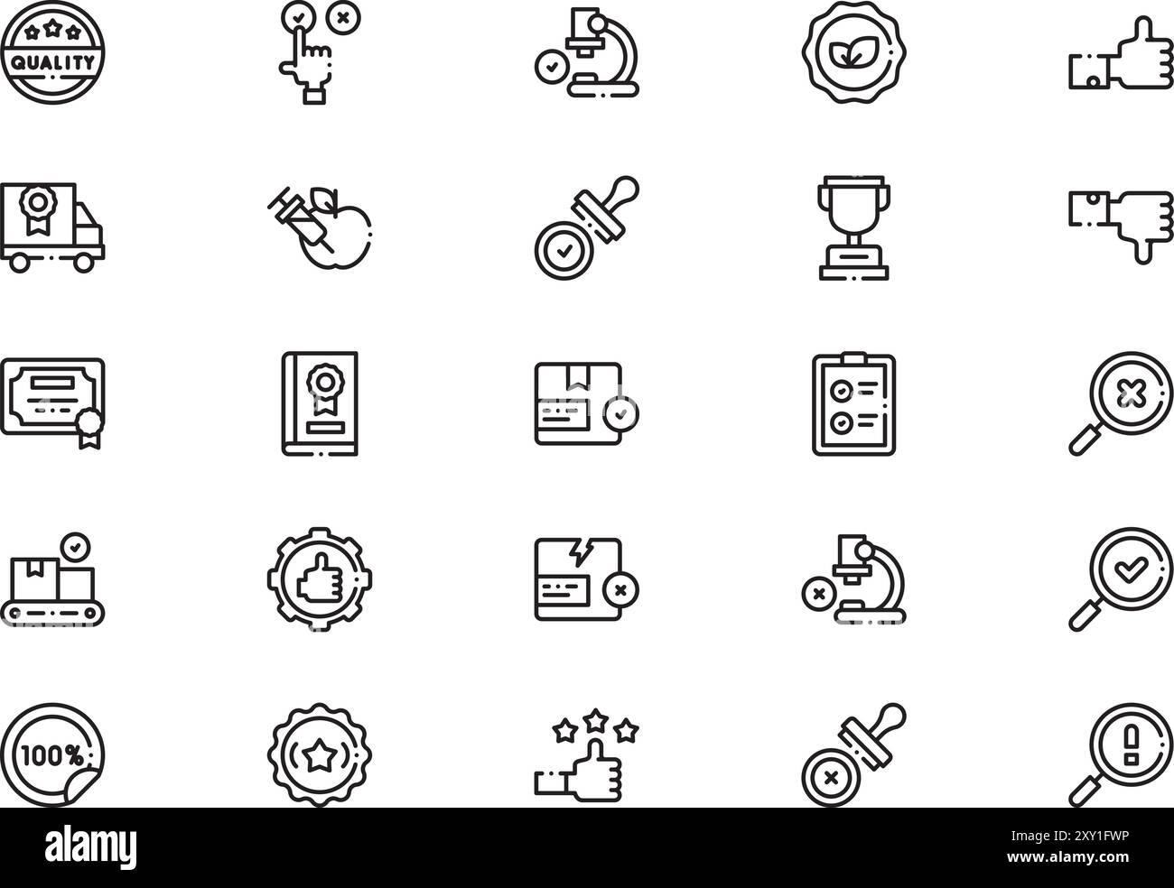 Quality control icons collection is a vector illustration with editable ...