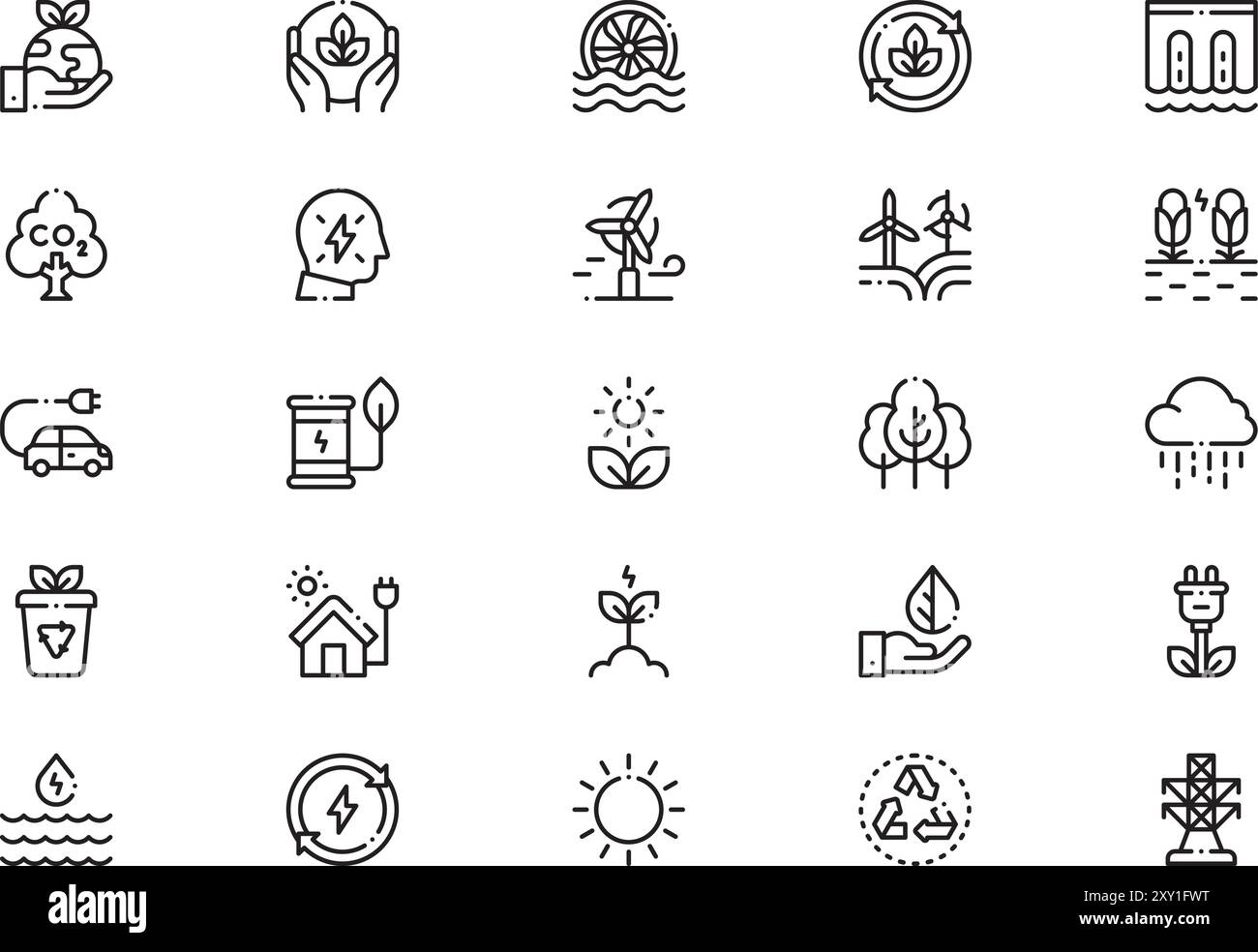Sustainable Energy Icons Collection Is A Vector Illustration With Editable Stroke Stock Vector