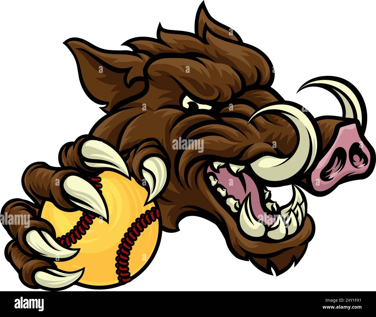 Boar Wild Hog Razorback Warthog Softball Mascot Stock Vector Image ...