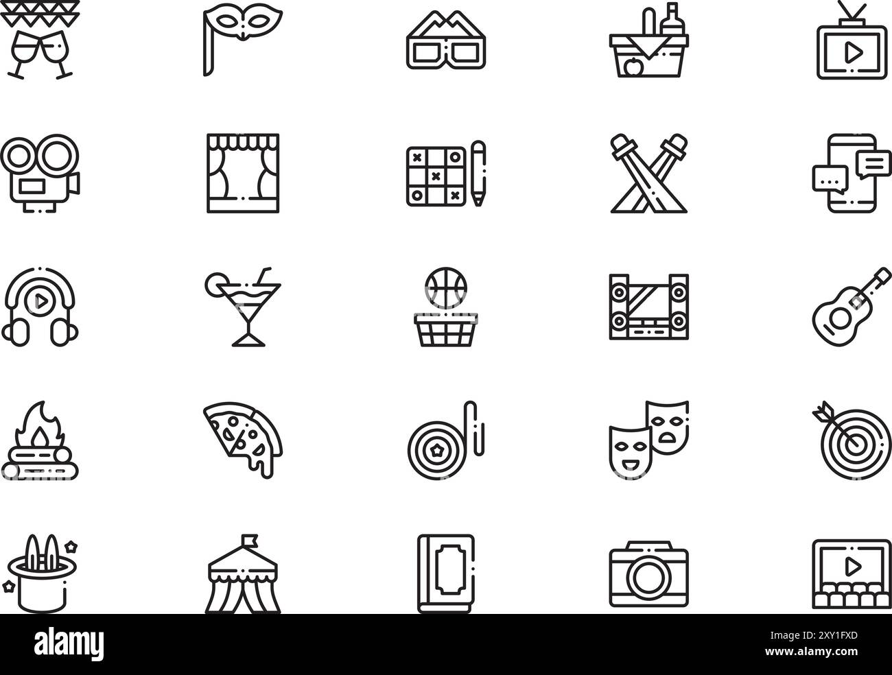 Entertainment icons collection is a vector illustration with editable ...