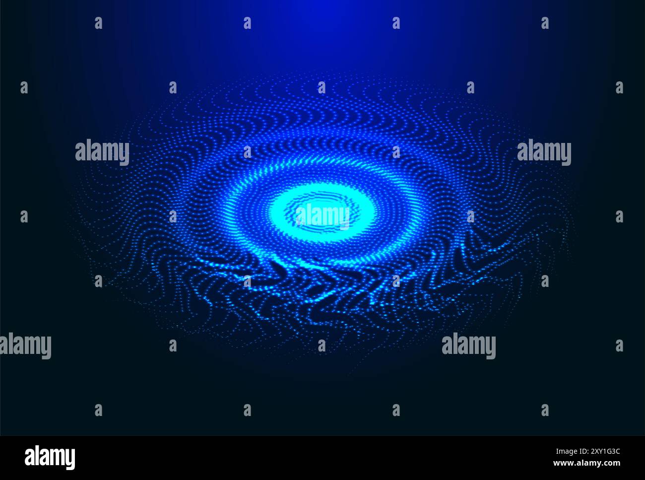Water circle ripples particles background. Oscillating sound waves or ...