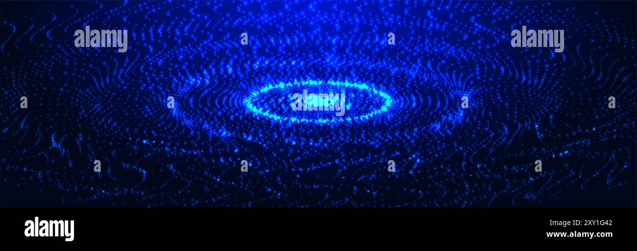 Water circle ripples particles background. Oscillating sound waves or ...