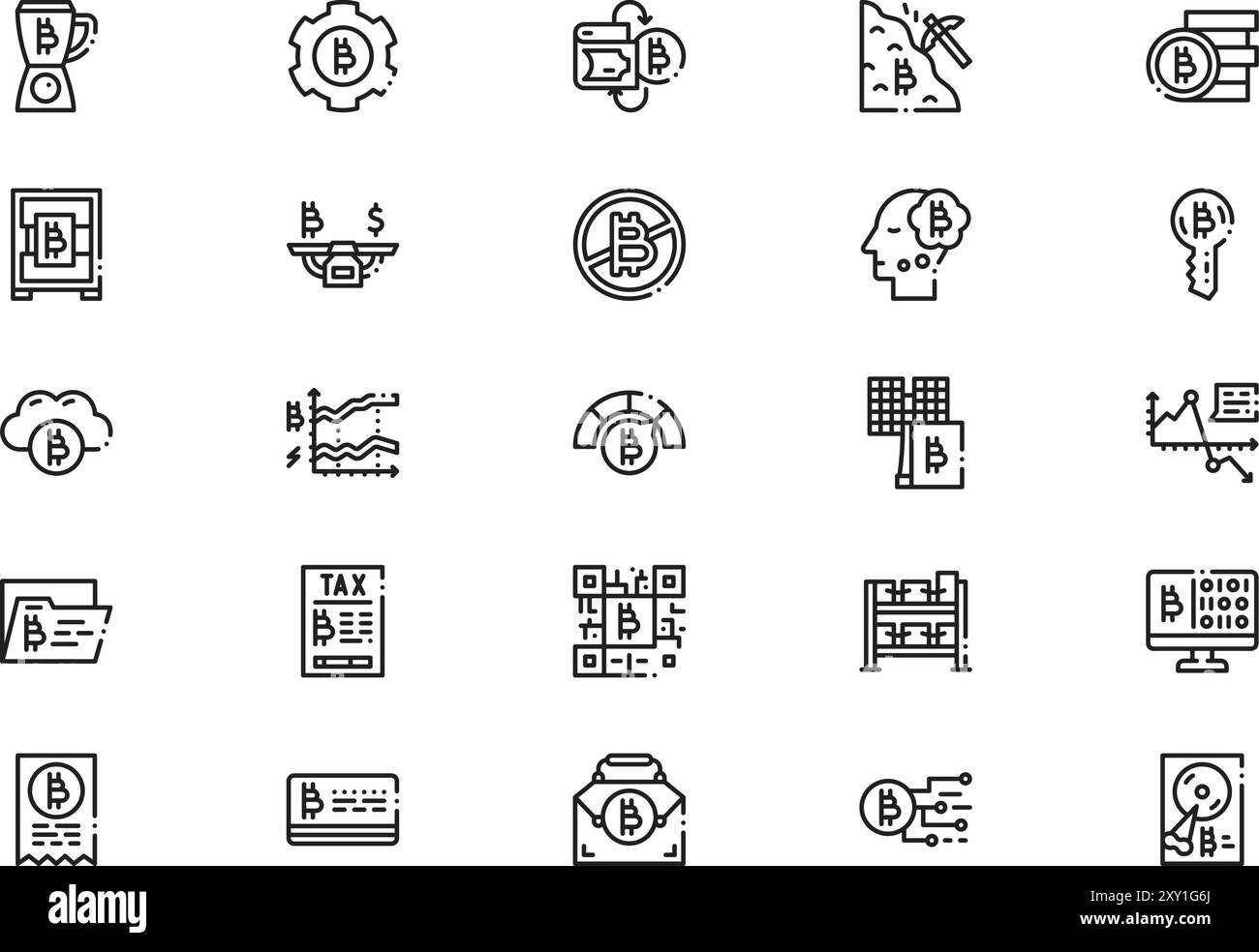 Bitcoin icons collection is a vector illustration with editable stroke ...