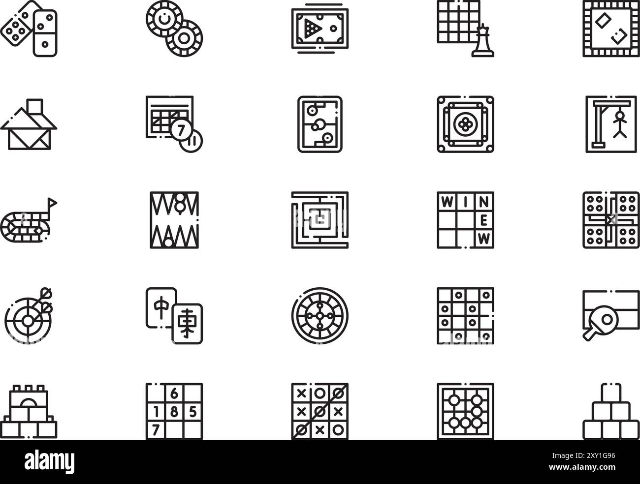Table games icons collection is a vector illustration with editable stroke Stock Vector Image ...