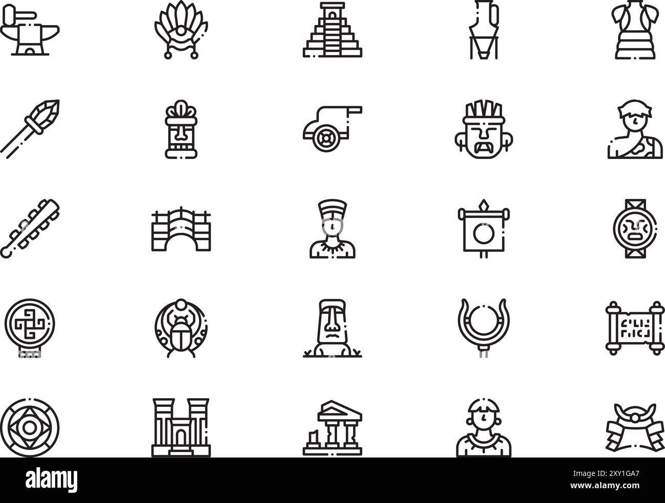 Ancient civilization icons collection is a vector illustration with ...