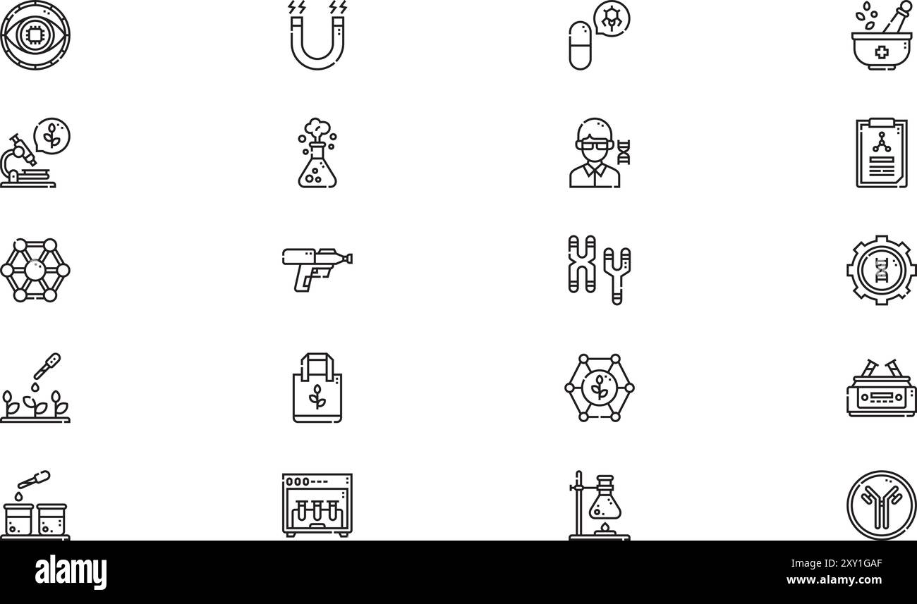 Biotechnology icons collection is a vector illustration with editable ...