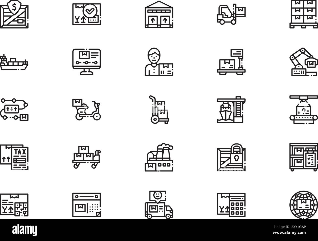 Supply chain icons collection is a vector illustration with editable ...