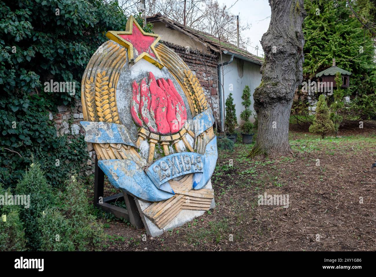 Nis, Serbia - March 2, 2024. Emblem of Yugoslavia, SFRJ (Socialist ...