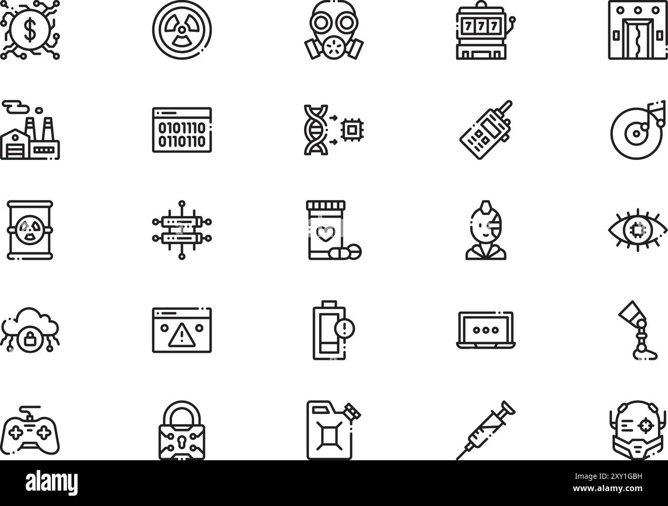 Cyberpunk icons collection is a vector illustration with editable ...