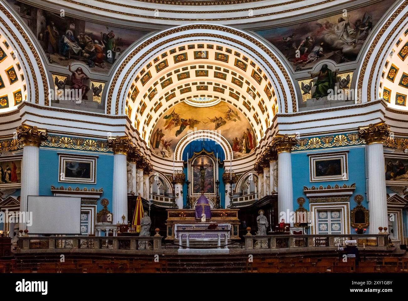 Mosta, Malta - March 2, 2024: Interior of the Mosta Rotunda, monumental ...