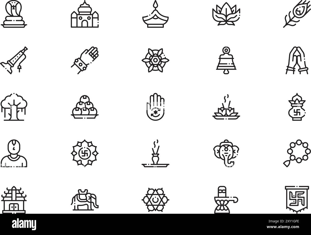 Hinduism icons collection is a vector illustration with editable stroke ...