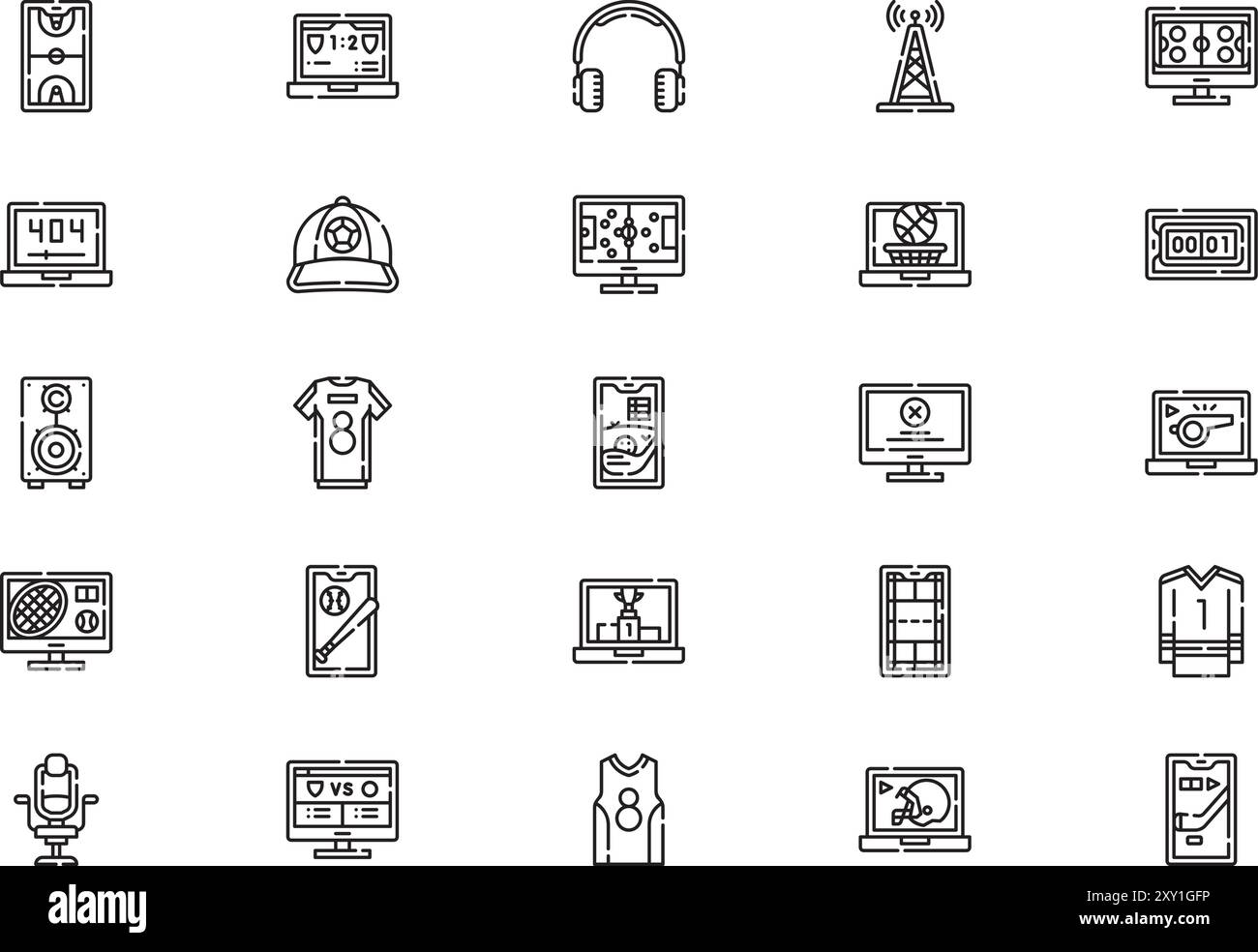 Streaming sports icons collection is a vector illustration with editable stroke Stock Vector ...