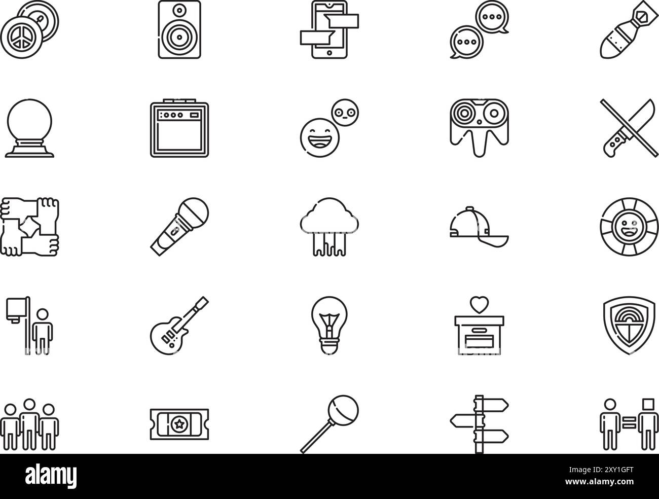 Youth day icons collection is a vector illustration with editable stroke Stock Vector Image ...