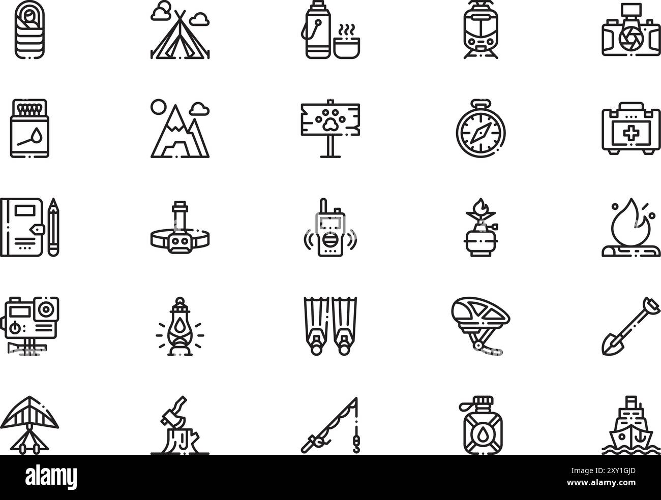 Adventure icons collection is a vector illustration with editable ...