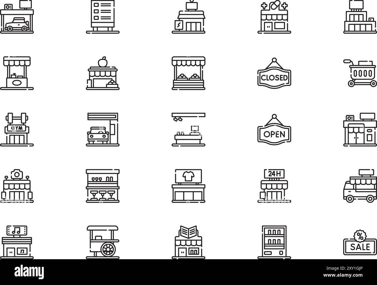 Shop and store icons collection is a vector illustration with editable stroke Stock Vector Image ...