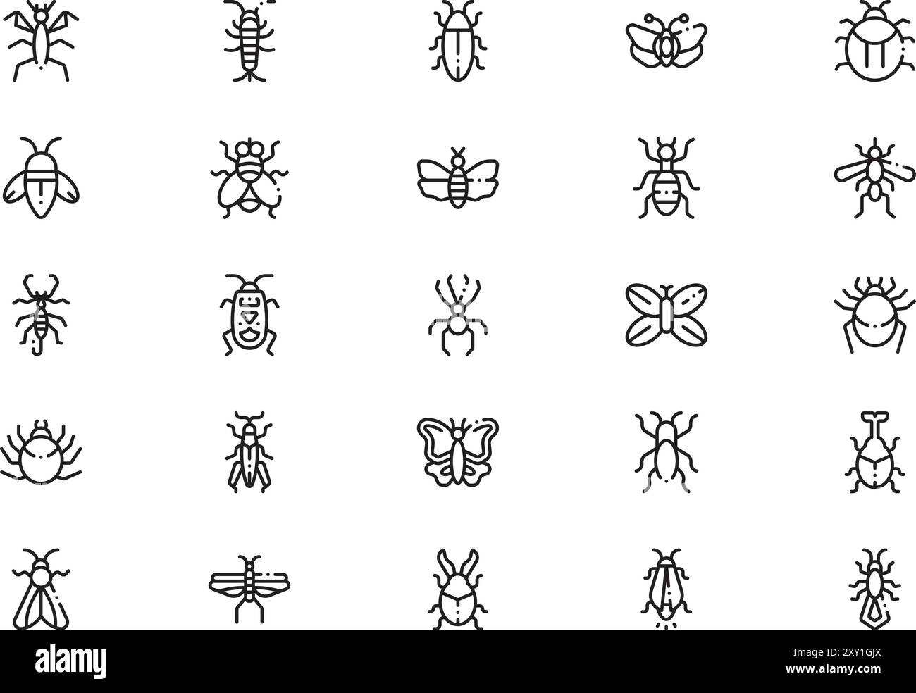 Insects icons collection is a vector illustration with editable stroke ...
