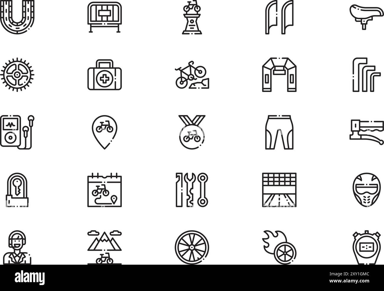 Bicycle racing icons collection is a vector illustration with editable ...