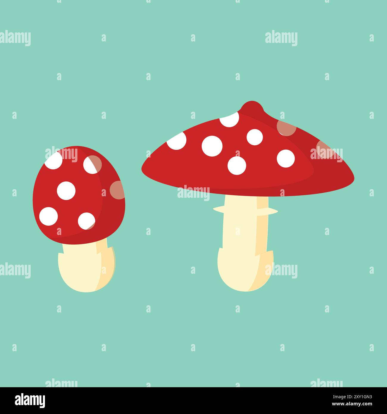 Hello autumn, red mushroom flat, two mushroom isolated set, vector ...