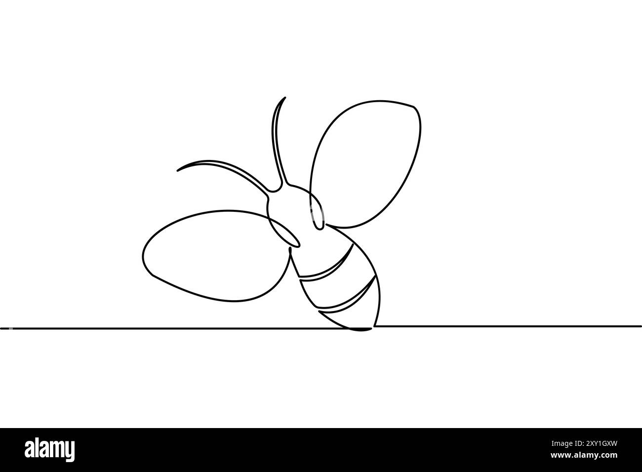 Bee one line art and continuous single line isolated outline vector ...