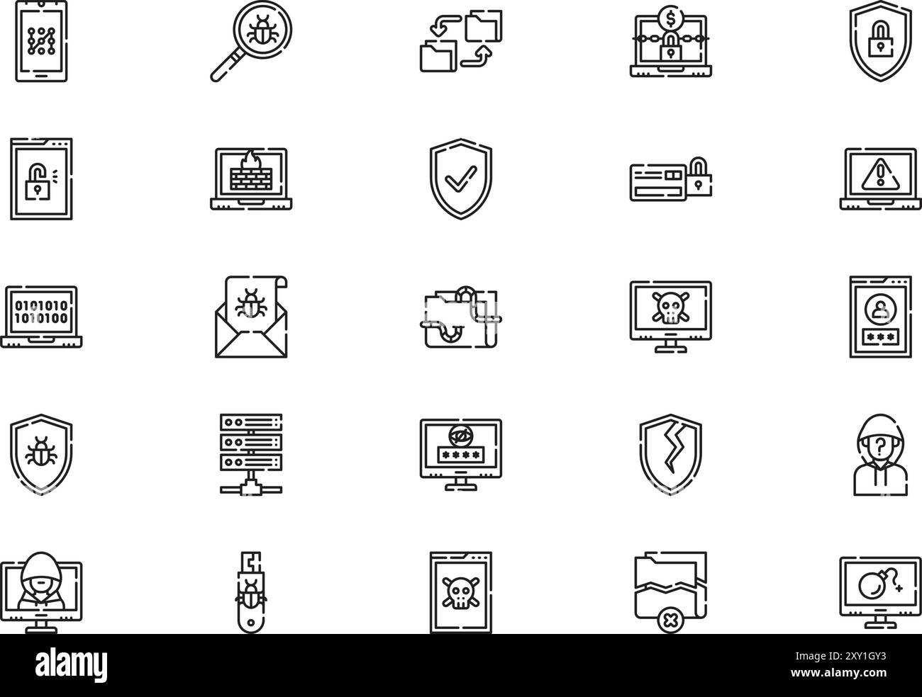 Hacker icons collection is a vector illustration with editable stroke ...