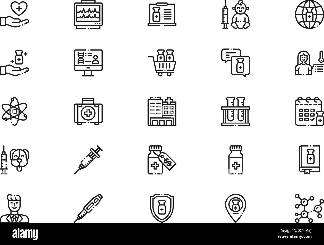 Vaccine development icons collection is a vector illustration with ...