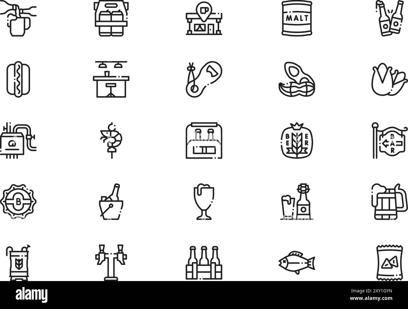 Beer icons collection is a vector illustration with editable stroke ...