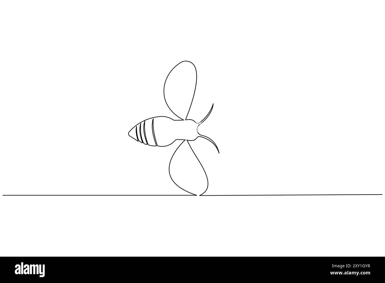 Bee one line art and continuous single line isolated outline vector ...