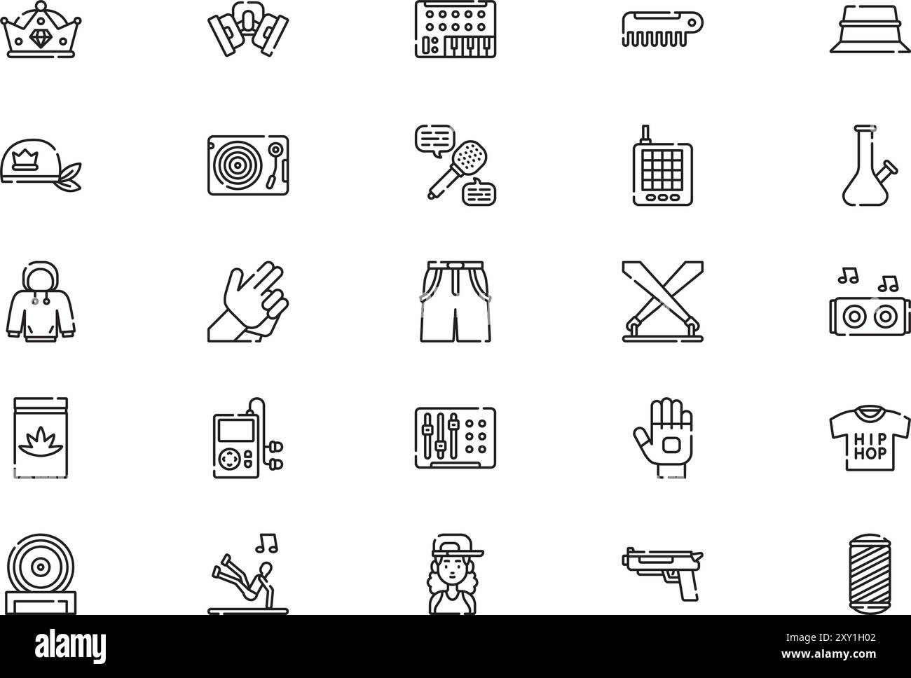 Hip hop icons collection is a vector illustration with editable stroke Stock Vector Image & Art ...