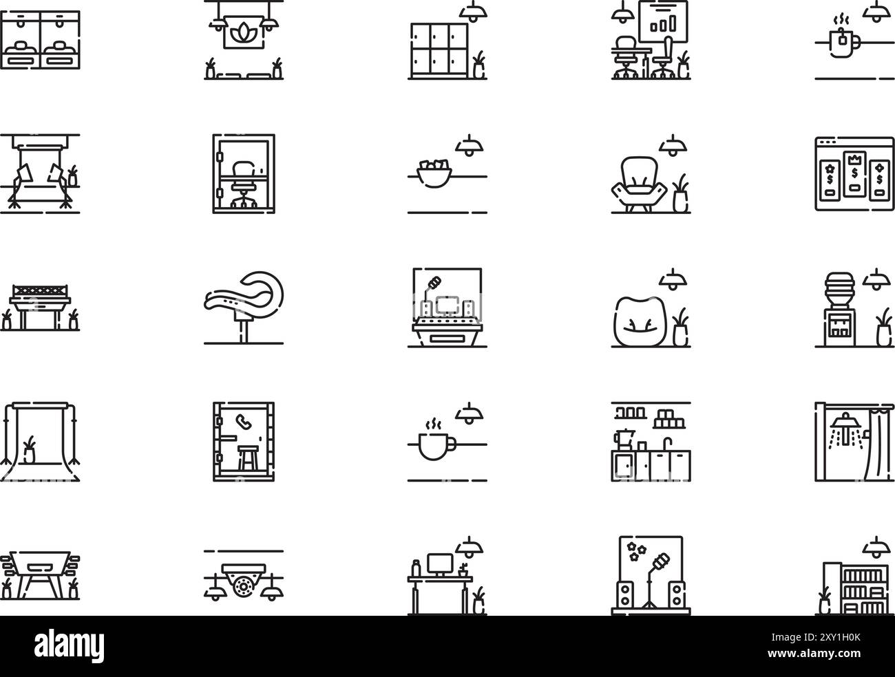 Coworking space icons collection is a vector illustration with editable ...