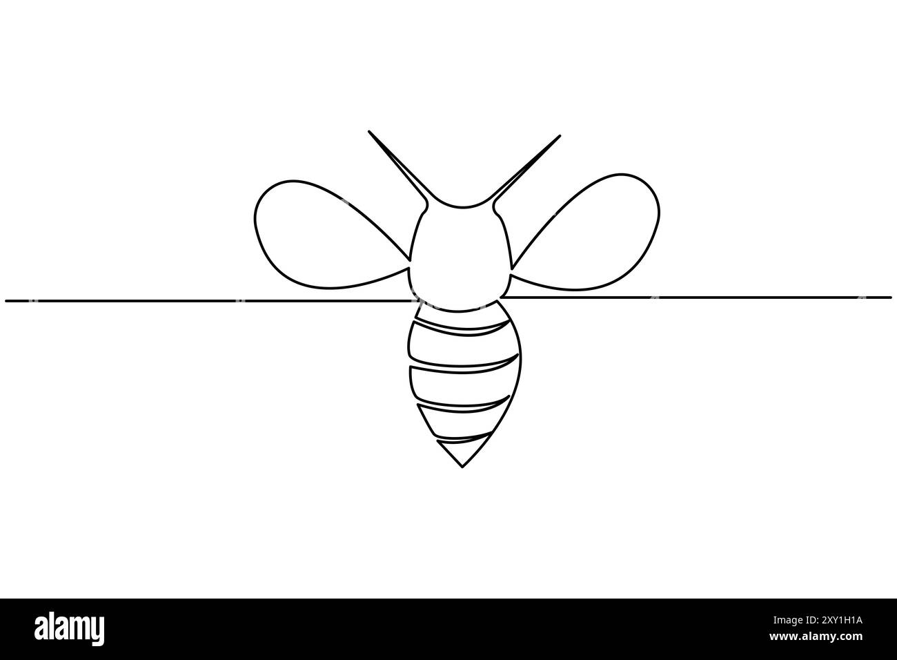 Bee one line art and continuous single line isolated outline vector ...