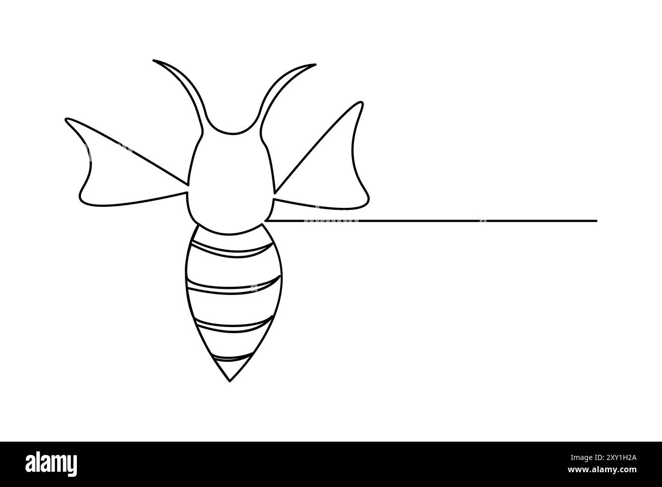 Bee one line art and continuous single line isolated outline vector ...