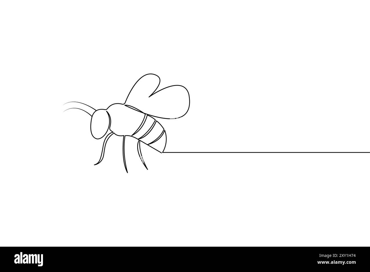 Bee one line art and continuous single line isolated outline vector ...