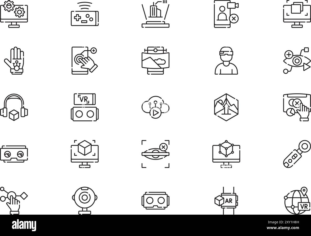 Virtual reality icons pack collection is a vector illustration with ...