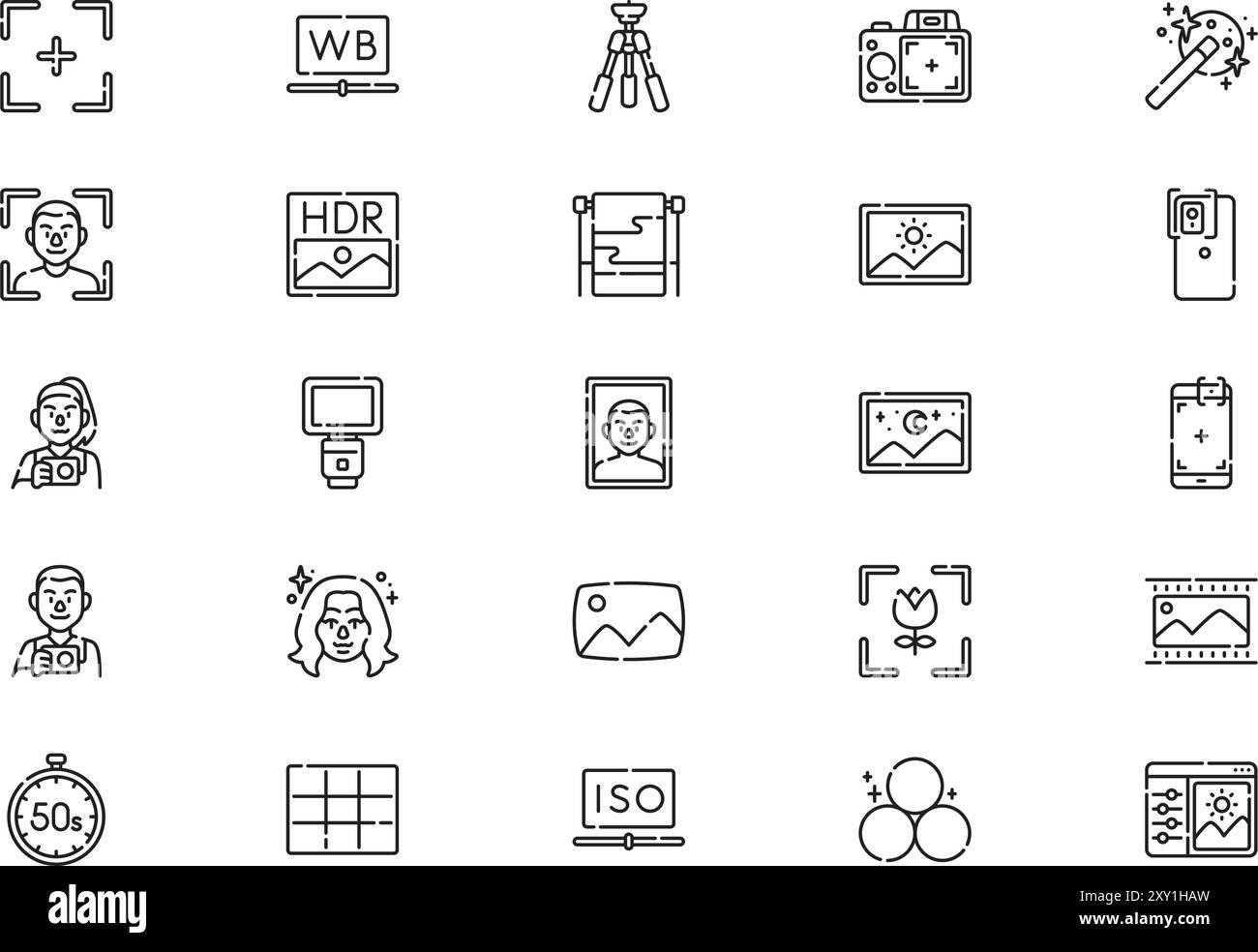 Photography icons collection is a vector illustration with editable ...
