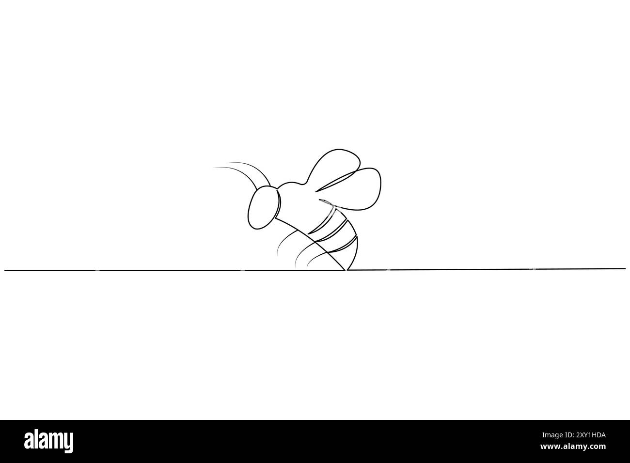 Bee one line art and continuous single line isolated outline vector ...