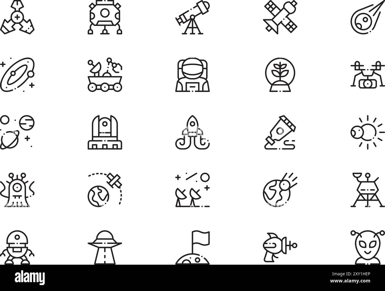Space icons collection is a vector illustration with editable stroke ...