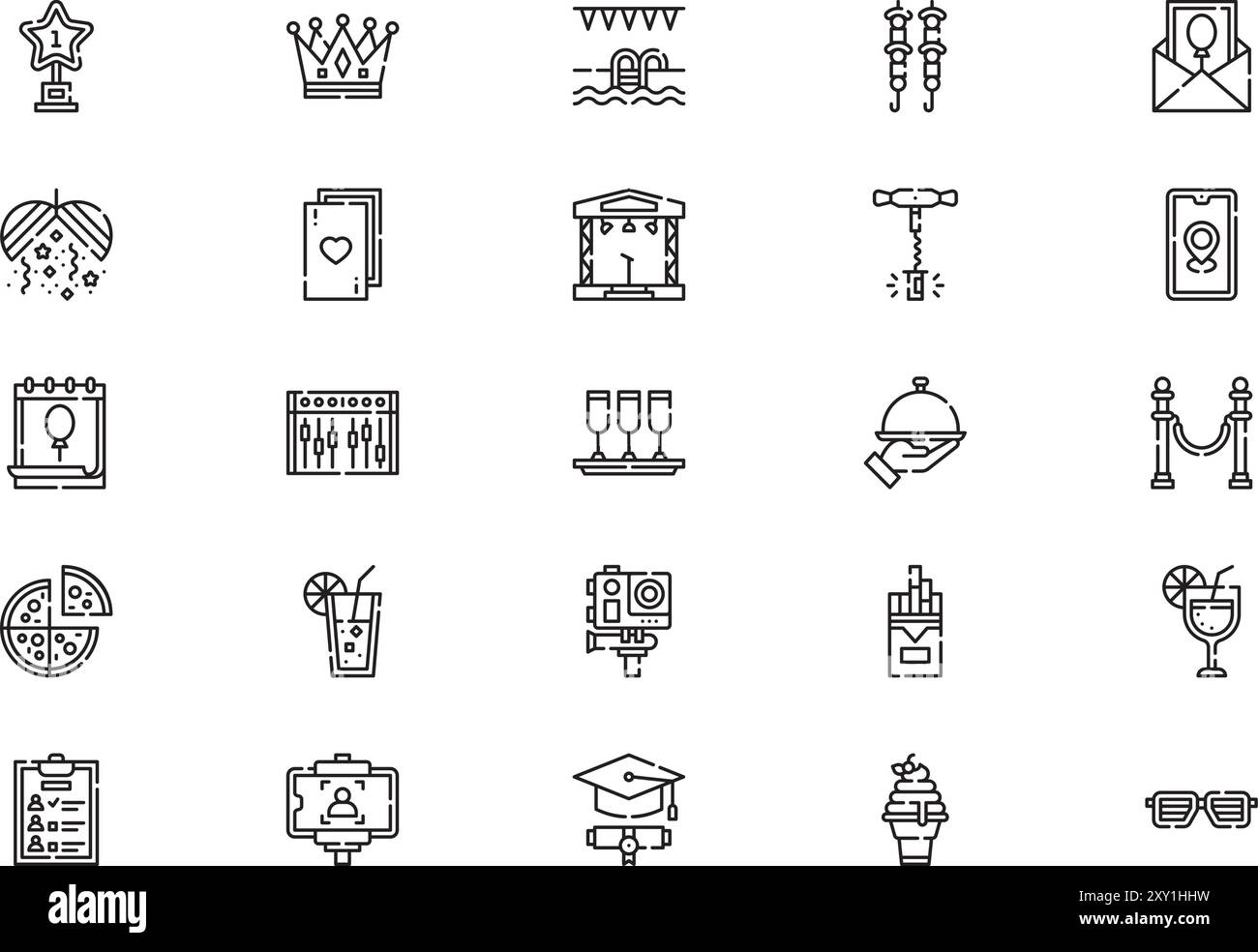 Party and celebration icons collection is a vector illustration with editable stroke Stock ...