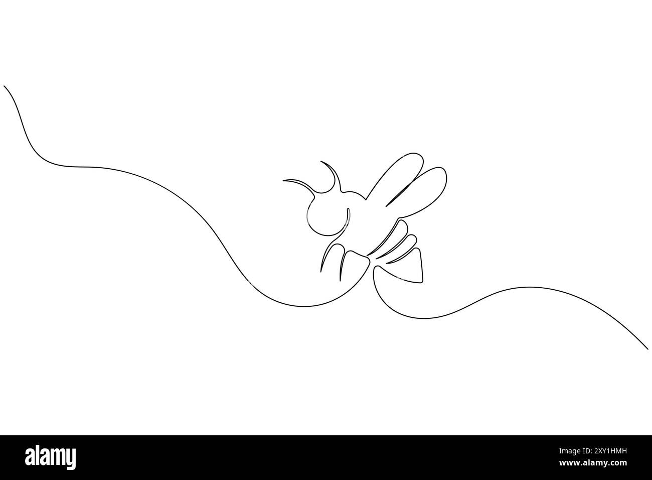 Bee one line art and continuous single line isolated outline vector ...