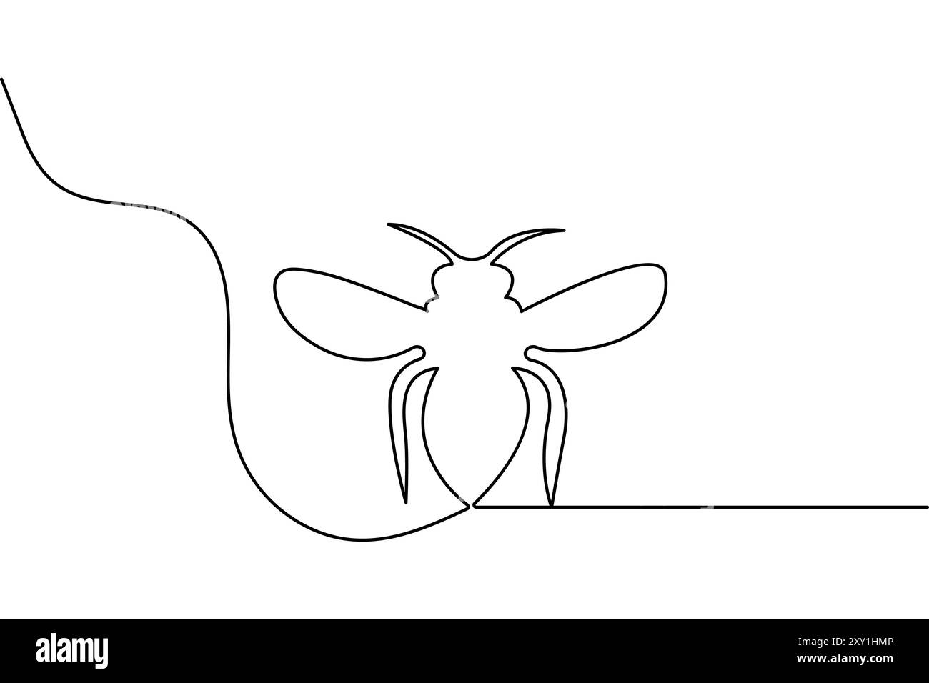 Bee one line art and continuous single line isolated outline vector ...