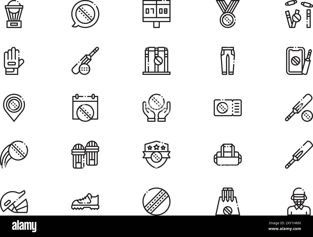 Cricket icons collection is a vector illustration with editable stroke ...