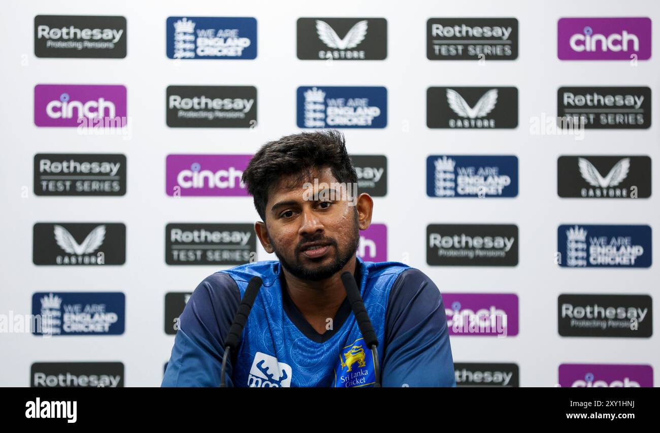 Sri Lanka’s Kamindu Mendis talking during the press conference during a ...